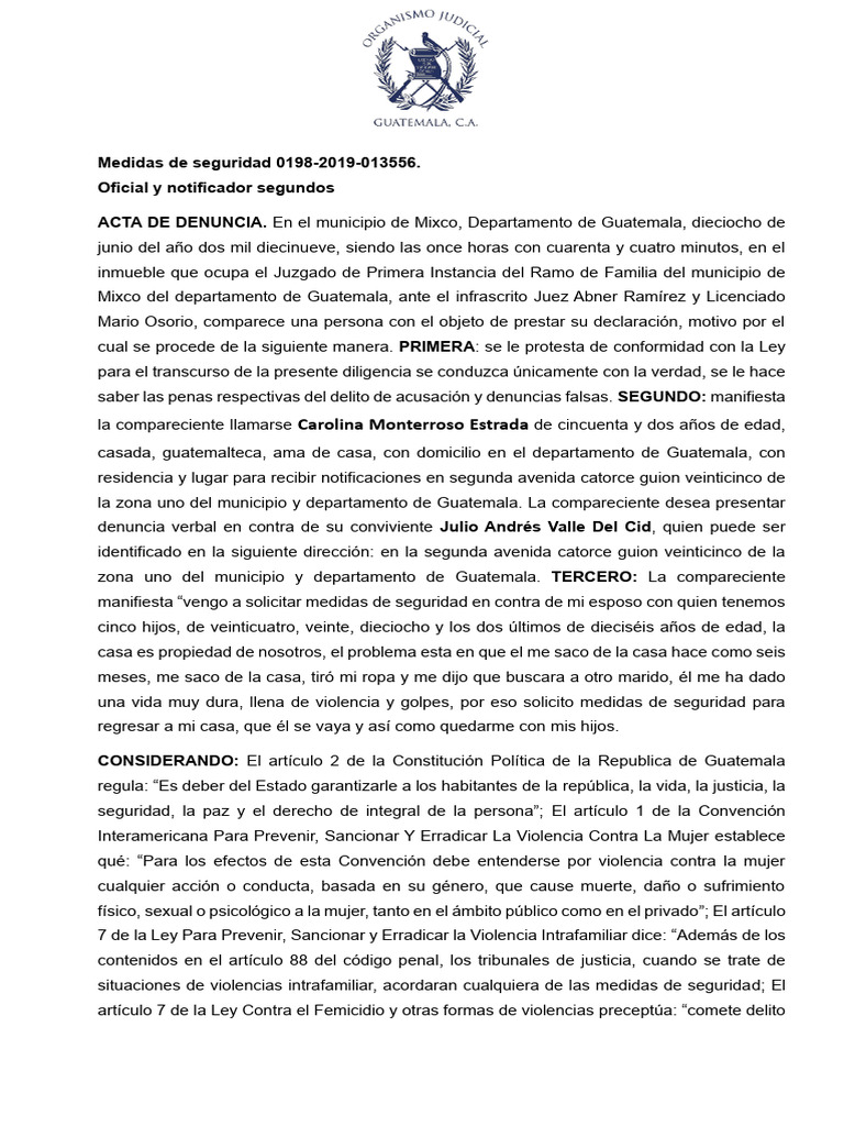 07 Acta de Denuncia - Violencia Intrafamiliar | Descargar gratis PDF | La violencia contra las ...
