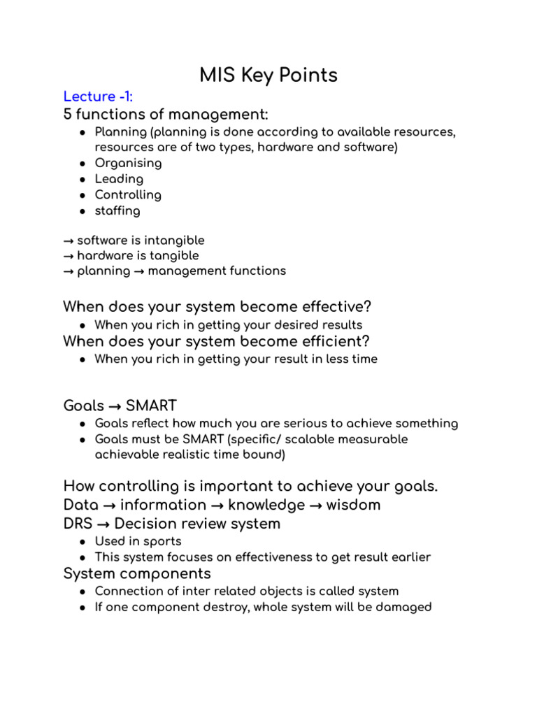 MIS Key Points | PDF | Enterprise Resource Planning | Big Data