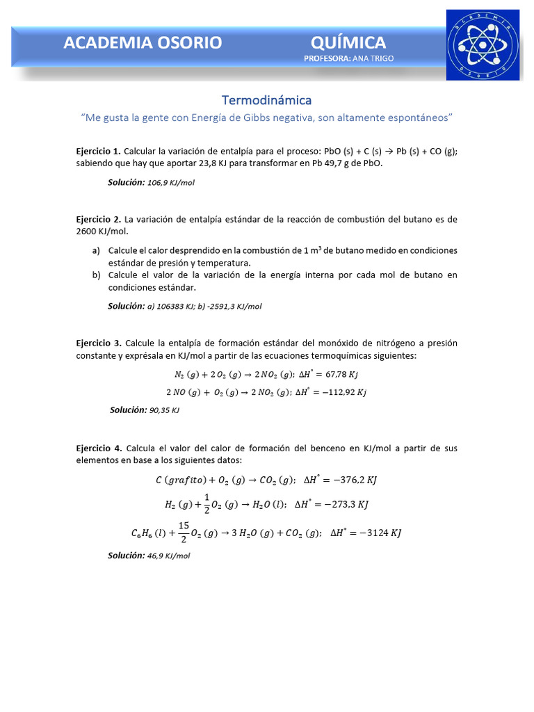 Termodin Mica | PDF | Combustión | Entalpía