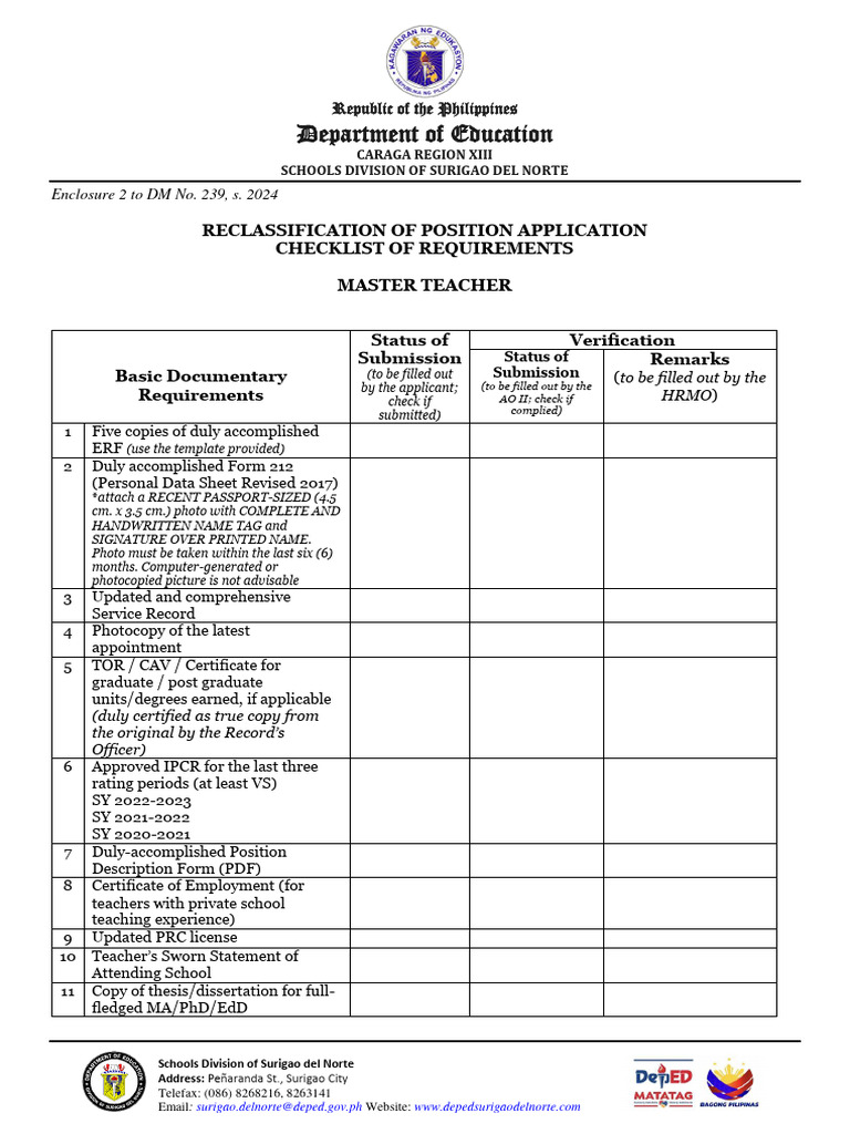 Enclosure 2 Checklist of Requirements Erf MT | PDF | Authentication ...