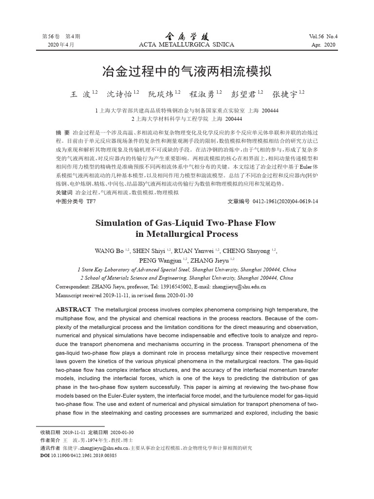 Simulation of Gas-Liquid Two-Phase Flow in Metallurgical Process | PDF