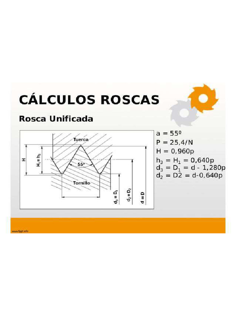 Calculos para Rosca Unificada | PDF