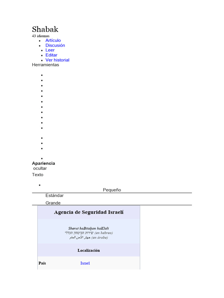 Shabak | PDF | Shin Bet | Israel