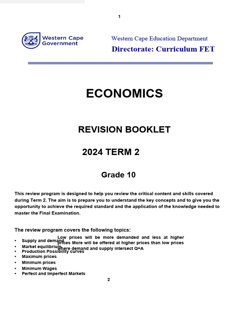 Grade 10 Economics Term 2 Review Guide | PDF | Economics | Market Power