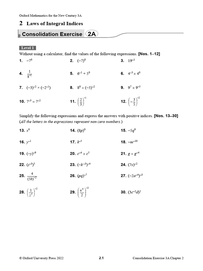 3A Ch02 ConsolidationExercise | PDF | Elementary Mathematics ...