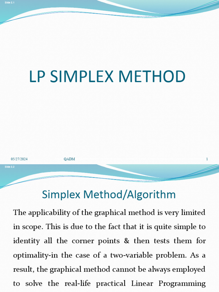 Chapter-2-2 Simplex Method-1 | PDF | Mathematical Optimization ...