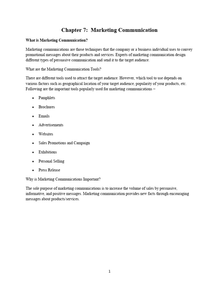 Chapter 7-marketing Communication | PDF | Sales | Marketing Communications