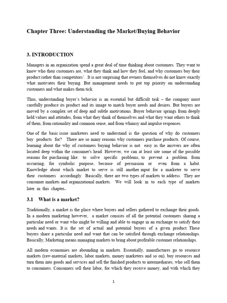 Chapter Three-Principles of Makrketing | PDF | Behavior | Consumer Behaviour