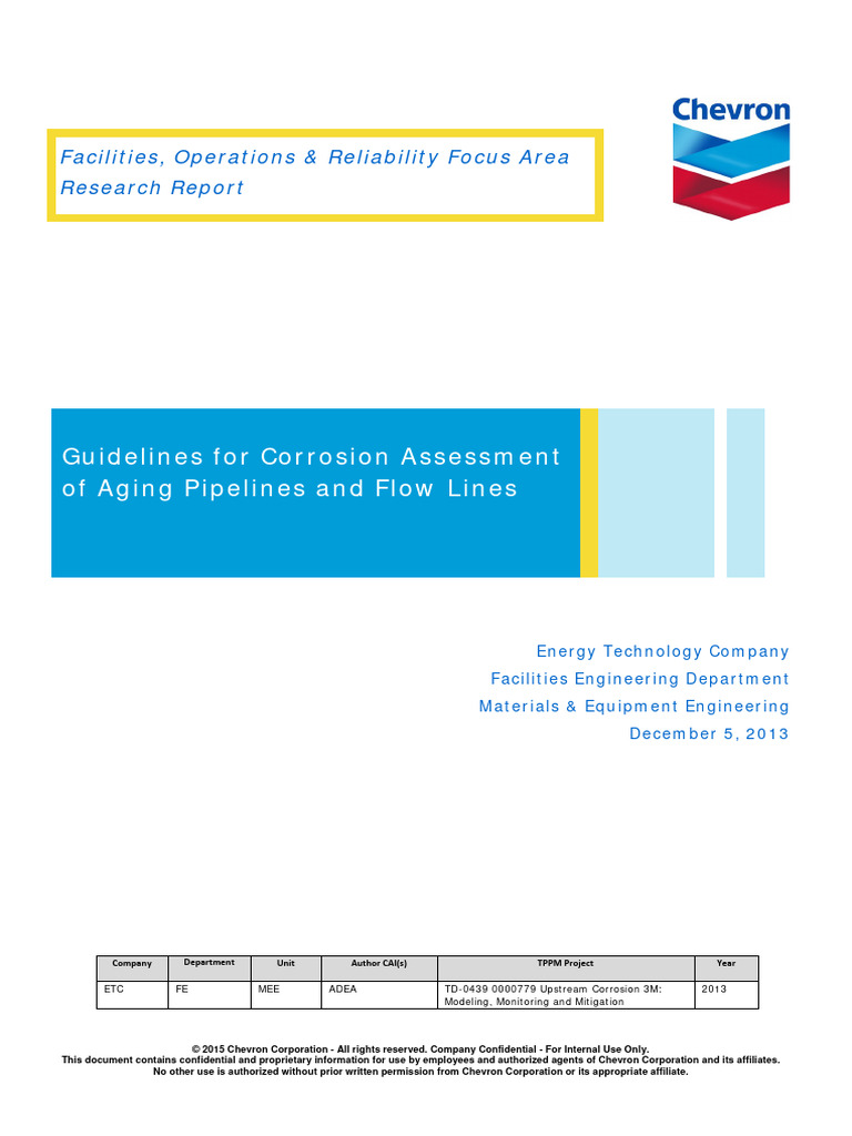Corrosion Assessment Guidelines for Aging Pipelines and Flowlines | PDF ...