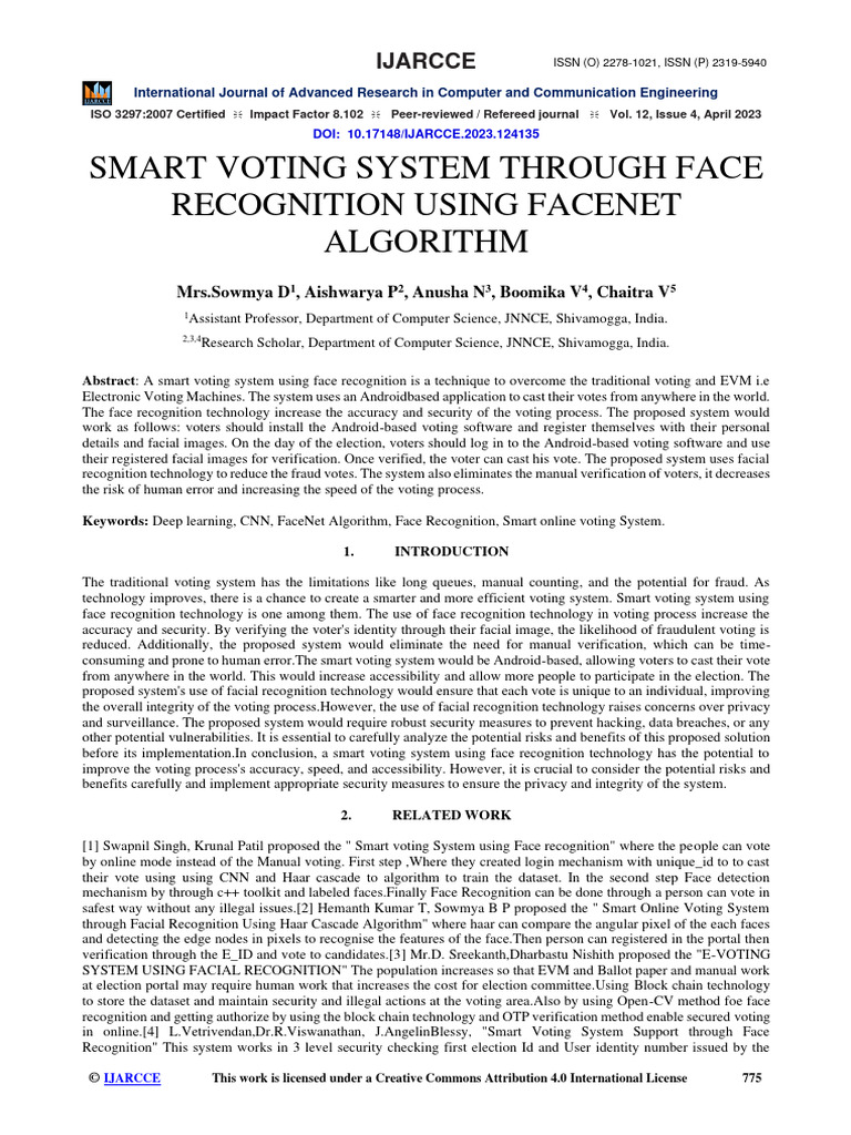 SMART_VOTING_SYSTEM_THROUGH_FACE_RECOGNITION_USING | PDF | Authentication | Electronic Voting
