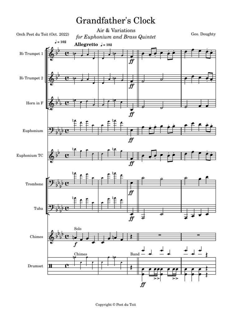 Grandfathers Clock Geo. Doughty | PDF | Aerophones | Marching Bands