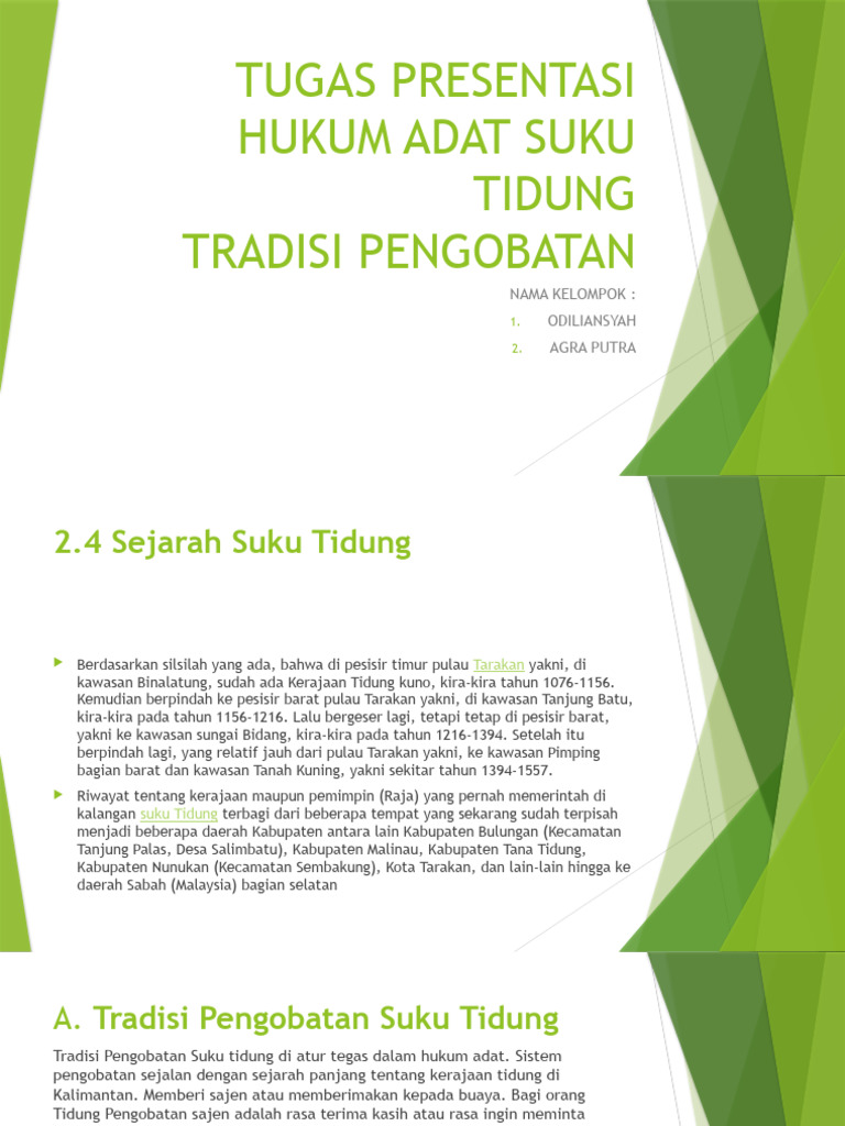 TUGAS PRESENTASI HUKUM ADAT SUKU TIDUNG | PDF