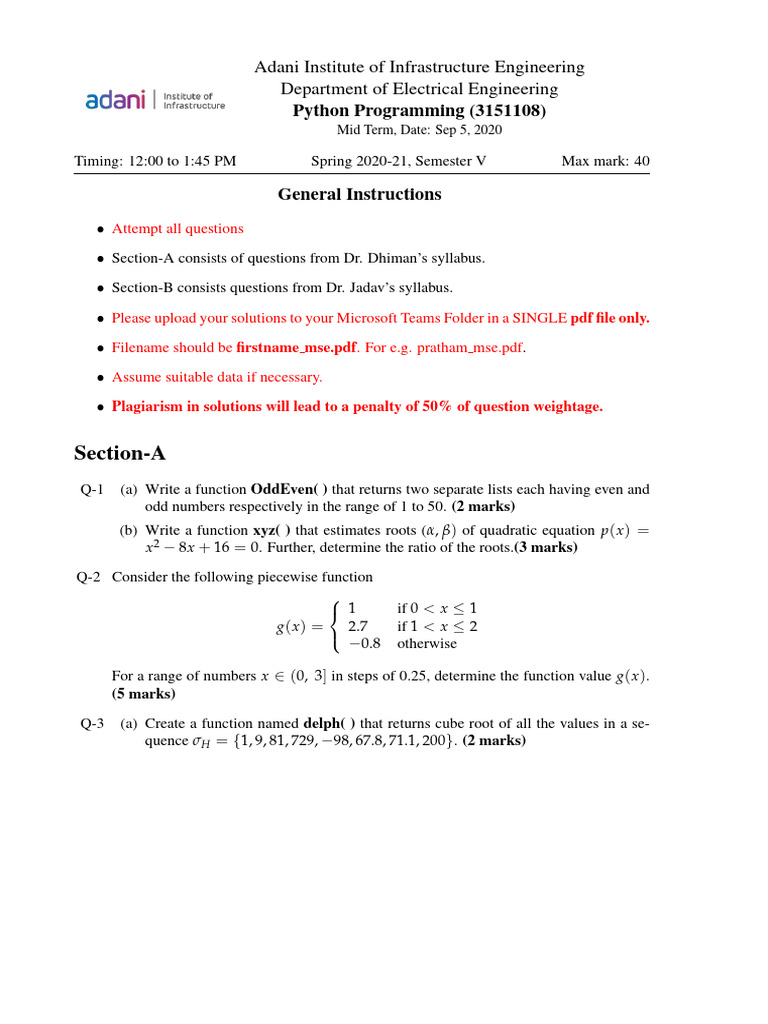 Exam_question_paper | PDF | Mathematical Objects | Mathematics