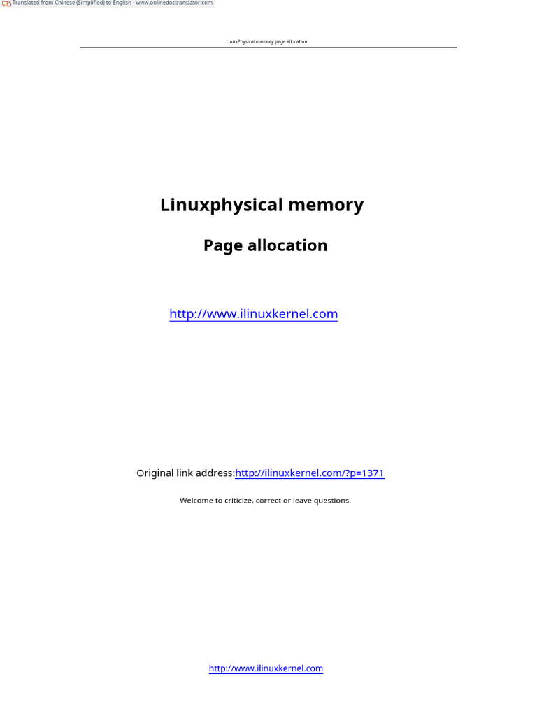 Linux Physical Memory Page Allocation - ZH-CN - en | PDF | Kernel ...