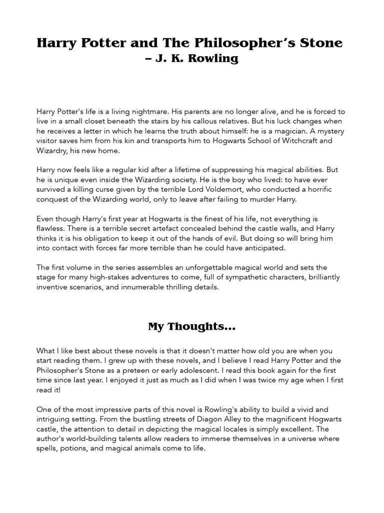 Book Review by Harry Potter | PDF | Harry Potter