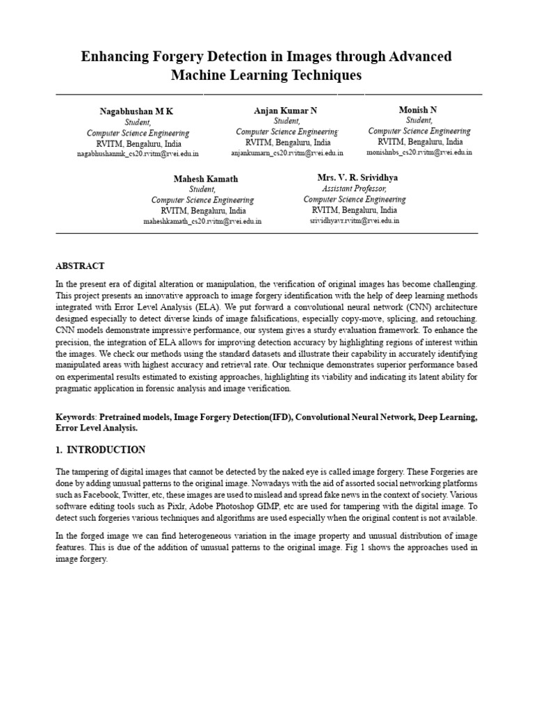 Enhancing Forgery Detection Paper | PDF | Artificial Neural Network ...