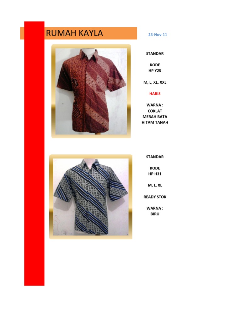 Katalog Batik Pria 23 Nopember 2011 | PDF