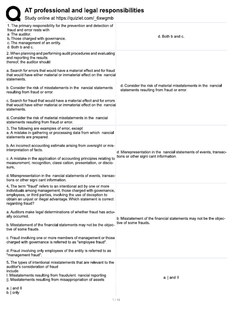 At Professional and Legal Responsibilities | PDF