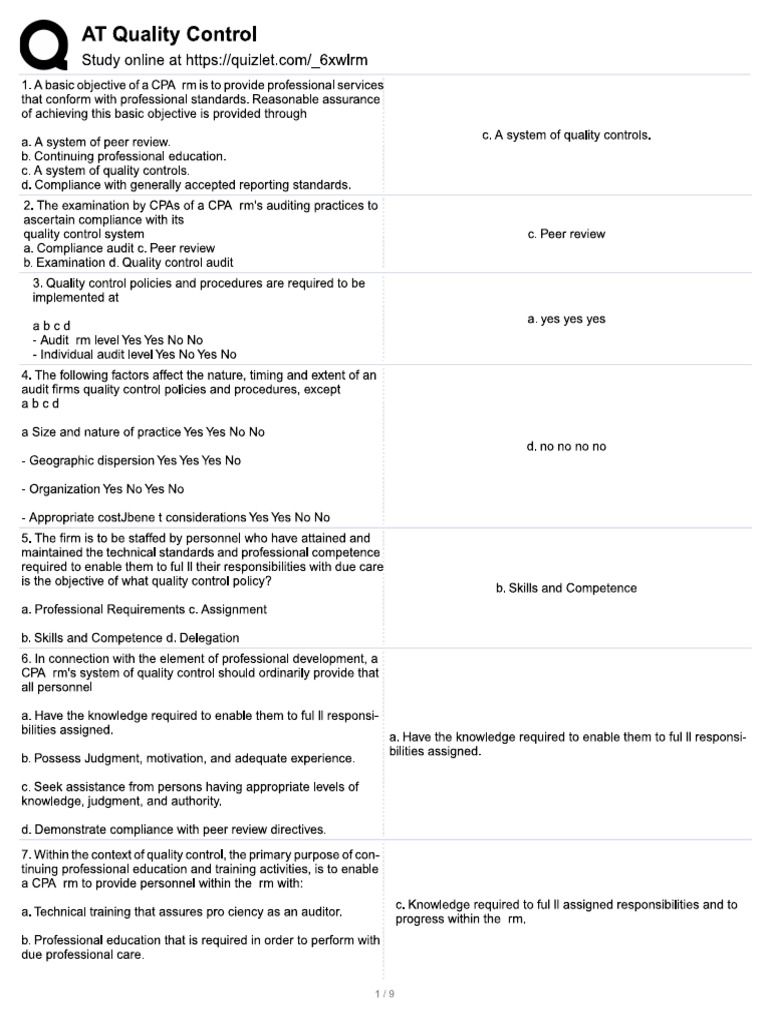 At Quality Control | PDF