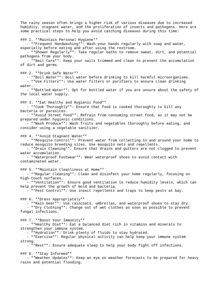 Avoid Health Issues in Rainy Season-3 | PDF | Hygiene | Water