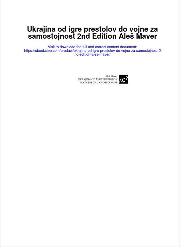 PDF of Ukrajina Od Igre Prestolov Do Vojne Za Samostojnost 2Nd Edition Ales Maver Full Chapter ...