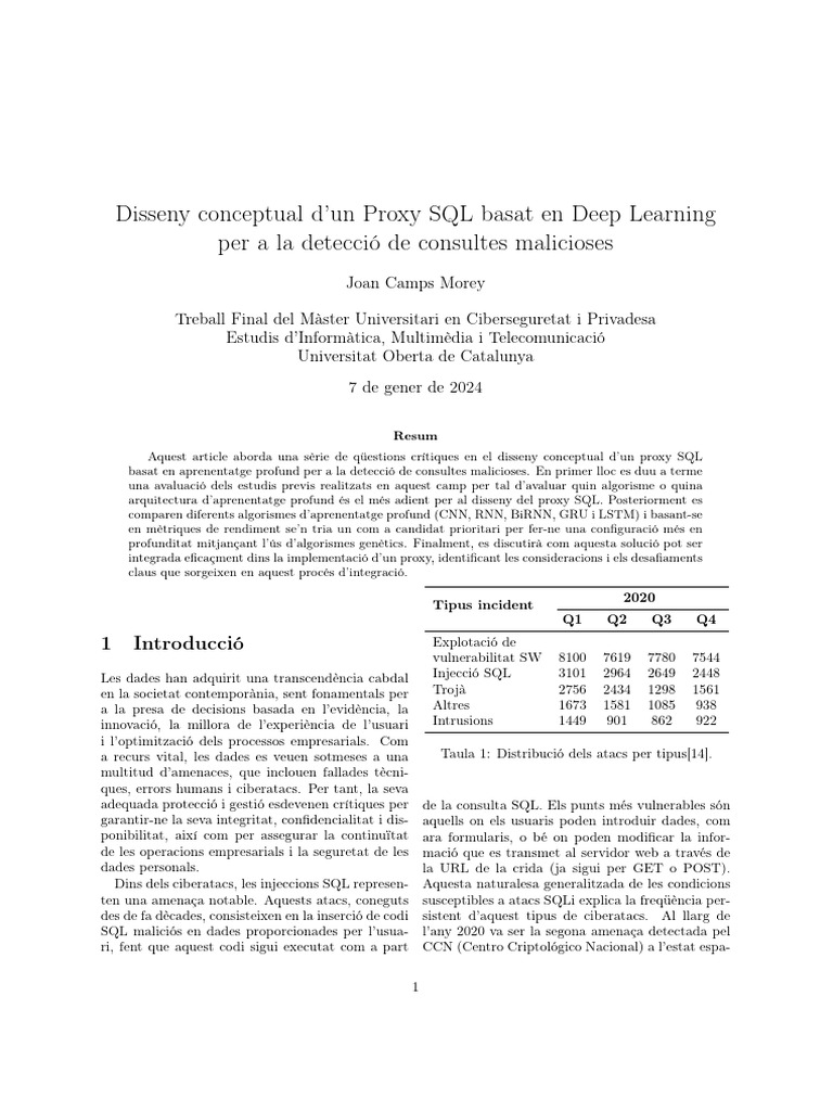 Deep Learning Based Proxy SQL | PDF