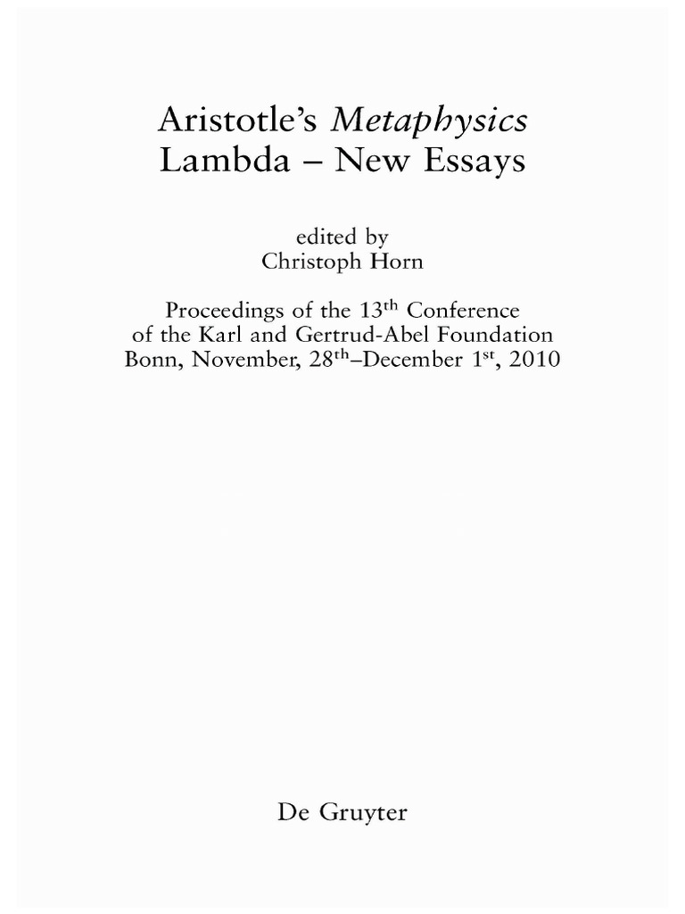 Λ Christoph Horn - Aristotle's Metaphysics Lambda | PDF | Nous | Aristotle