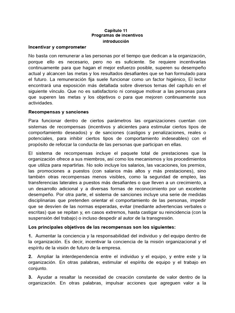 Incentivos y Recompensas Laborales | PDF | Salario | Compartir (Finanzas)