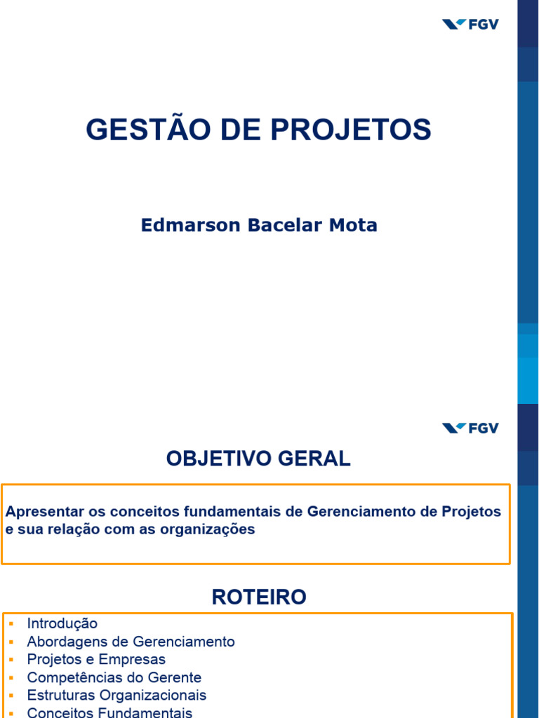 FGV Gestão de Projetos Edmarson Janeiro 2023 SLIDES | PDF | Despesa ...