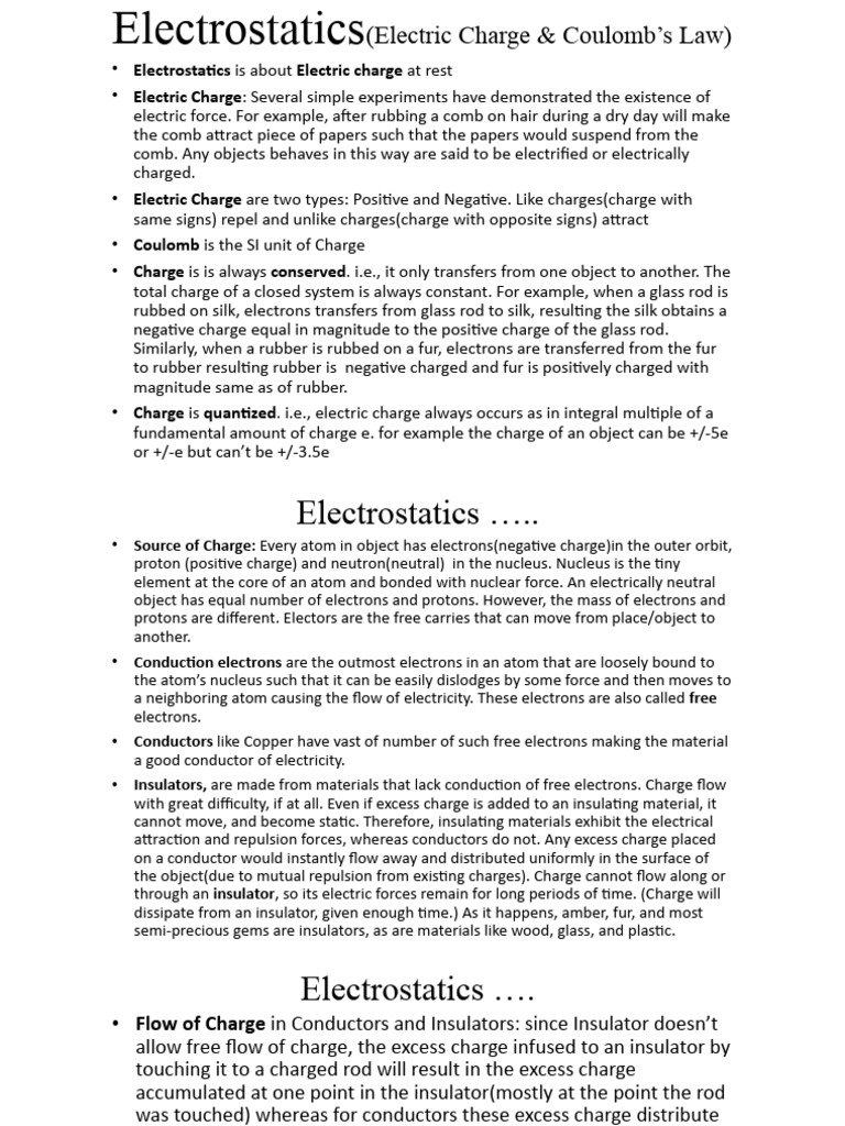 Understanding Electrostatics and Coulomb's Law | PDF | Electric Charge ...