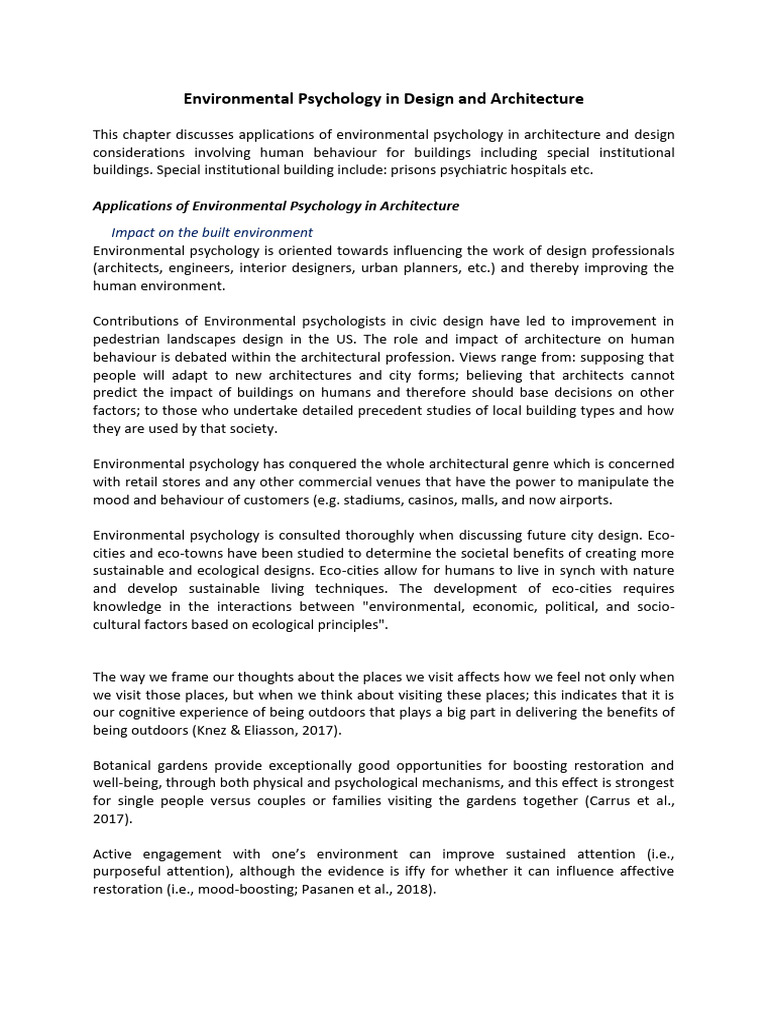 Environmental Psychology in Design | PDF | Psychology | Behavioural ...
