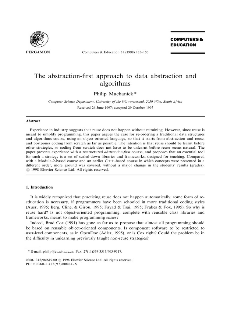 The Abstraction First Approach To Data A Pdf Class Computer Programming Abstraction