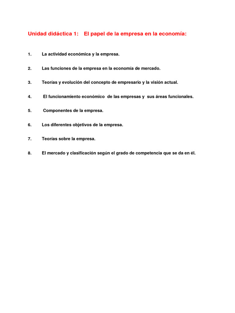 Tema 1 Economía de La Empresa - EL PAPEL DE LA EMPRESA EN LA ECONOMÍA | PDF | Business | Bienes