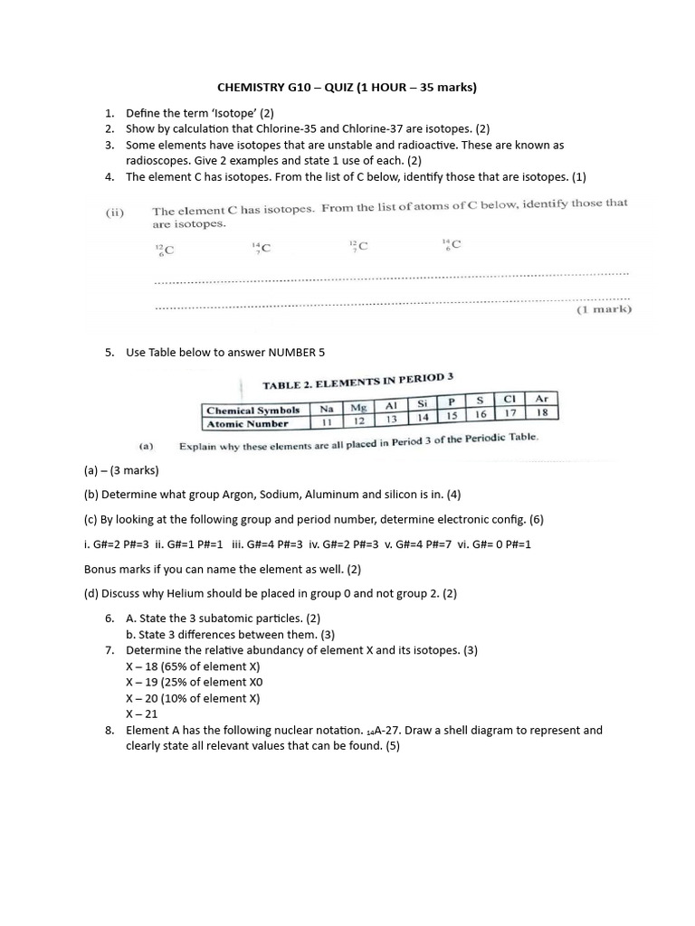 CHEMISTRY & Physics G10 | PDF | Chemical Elements | Isotope