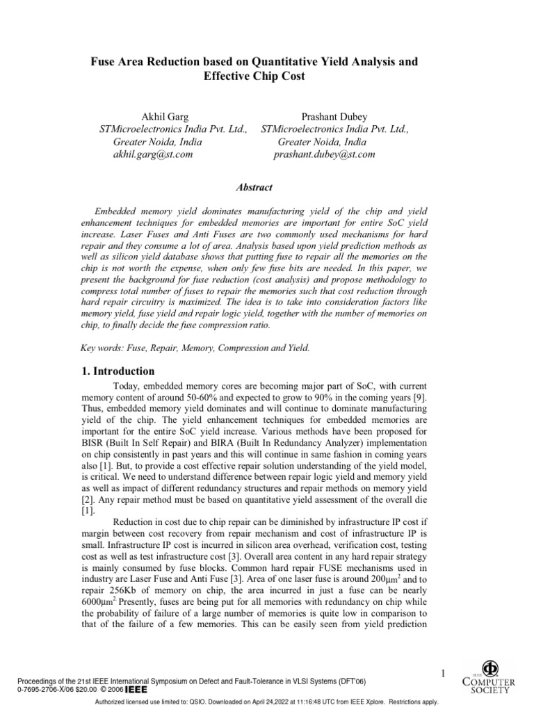 Fuse Area Reduction Based On Quantitative Yield Analysis and Effective ... Fuse Area Reduction Based On Quantitative Yield Analysis and Effective ...