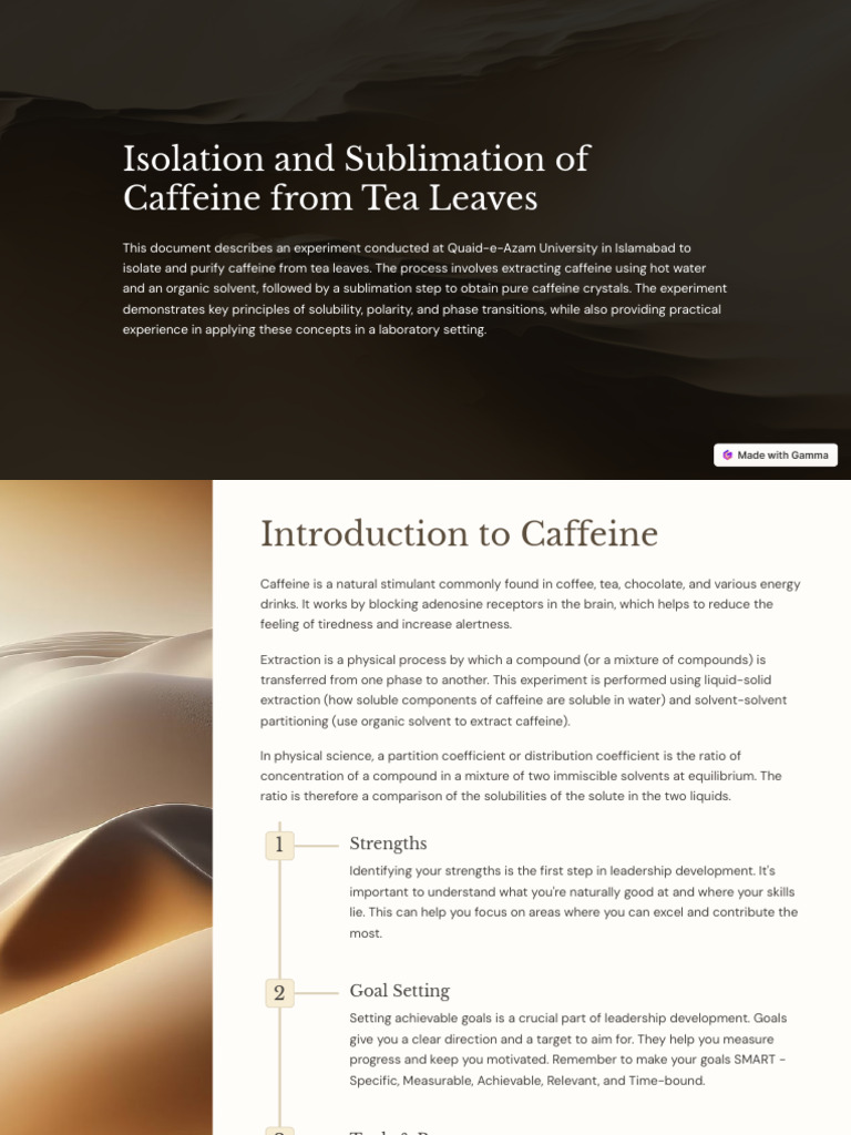 Isolation and Sublimation of Caffeine From Tea Leaves | Download Free ...