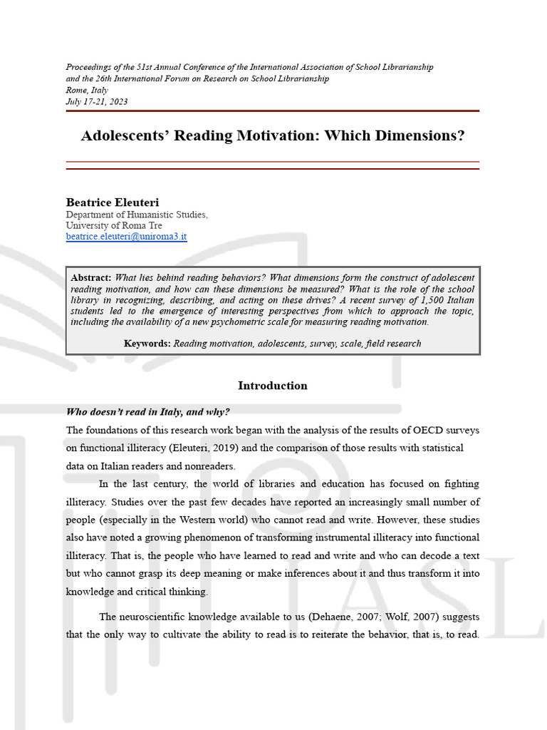 Adolescents Reading Motivation Which Dimensions | Download Free PDF ...