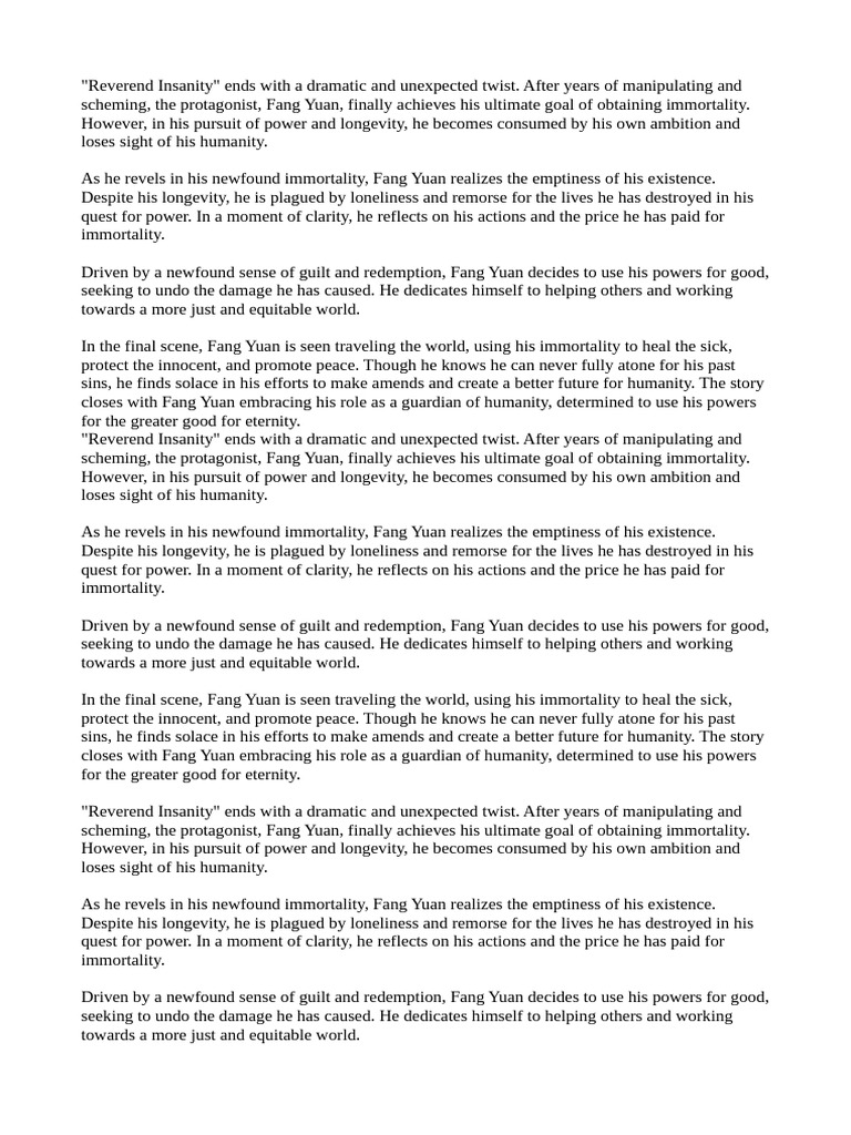 Reverend Insanity Ending | PDF | Immortality | Redemption (Theology)