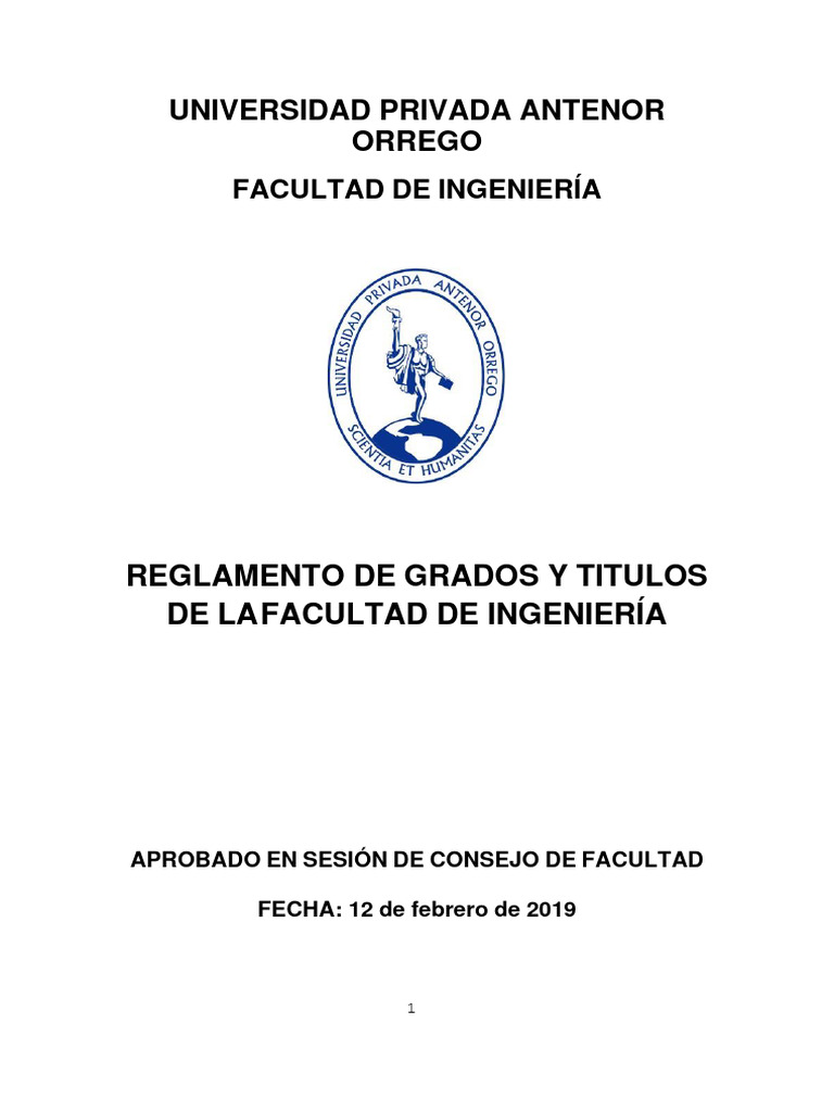 Reglamento de Grados y Títulos FACULTAD INGENIERIA Actualizado 2019 Con Adenda | PDF | Titulo ...