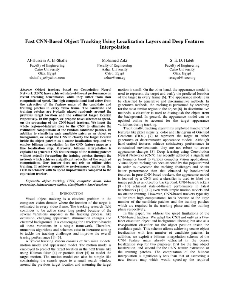 Fast CNN-Based Object Tracking Using Localization Layers and Deep Features Interpolation | PDF ...