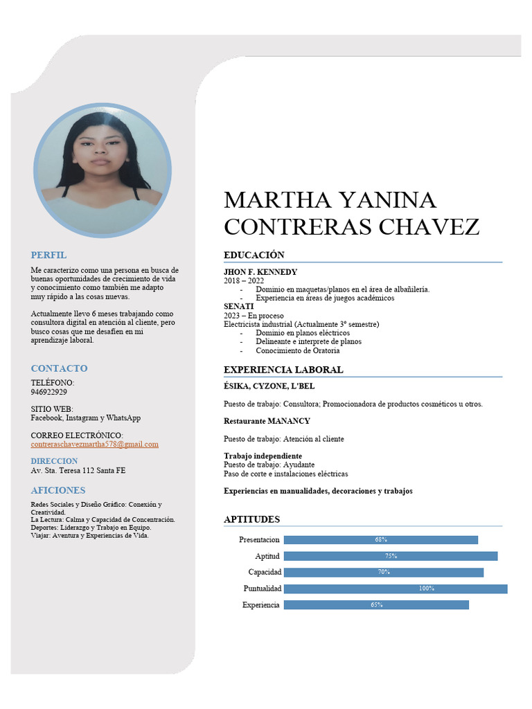 Perfil Profesional de Martha Contreras | PDF