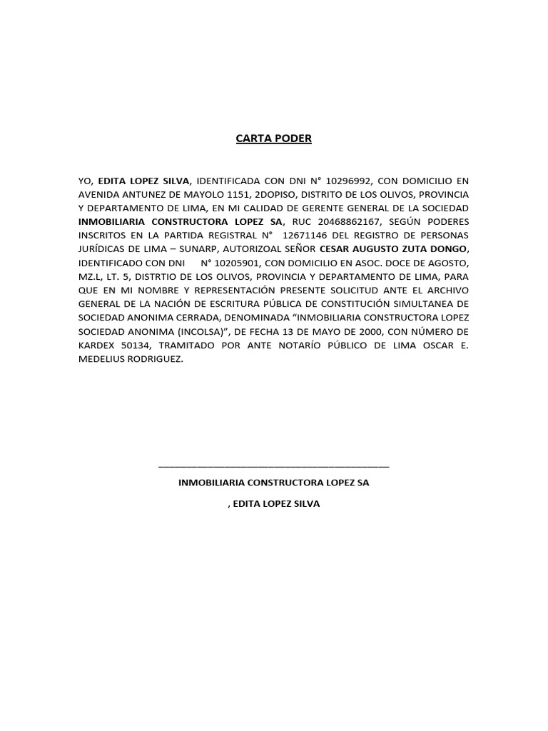 Carta Poder Cesar | PDF