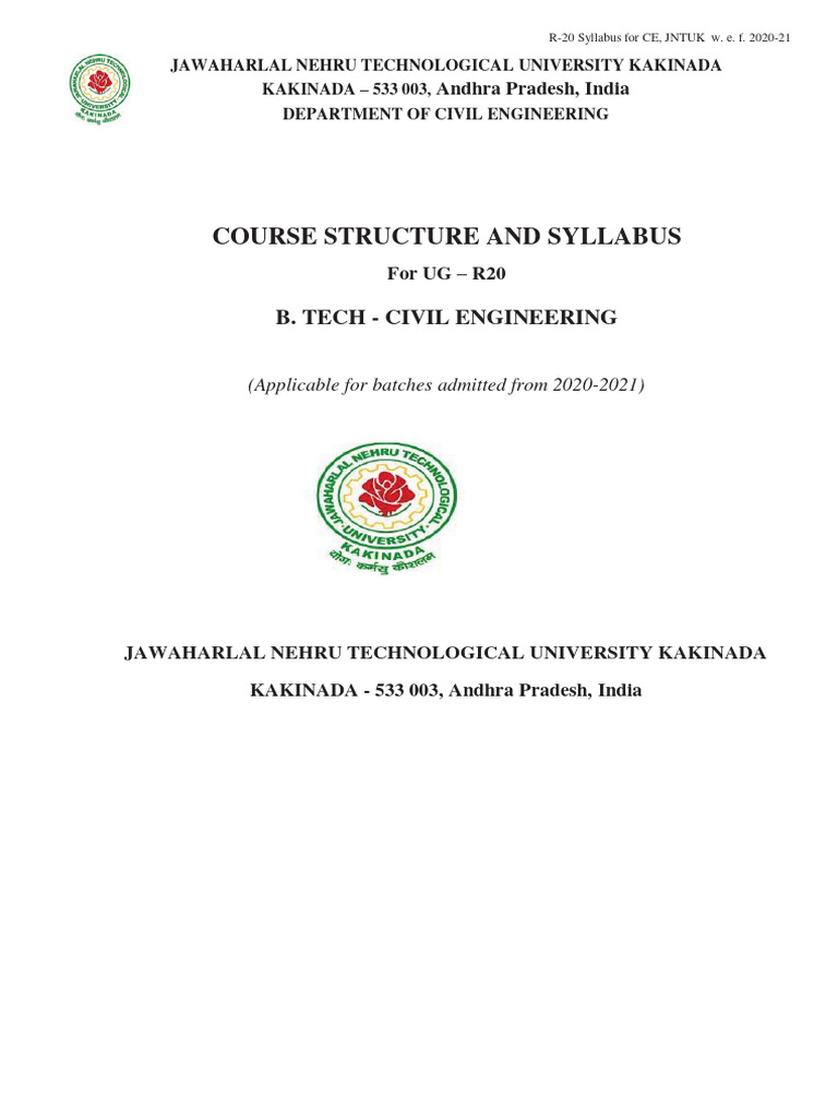 Civil Engg 4 1 Sem CS Syllabus UG R20 Revised 28-02-2023 | PDF ... Civil Engg 4 1 Sem CS Syllabus UG R20 Revised 28-02-2023 | PDF ...