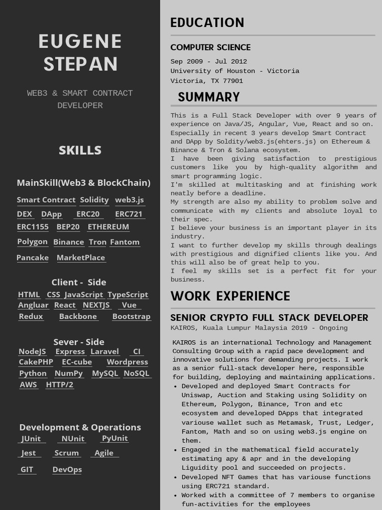 Eugene Stepan-CV | Download Free PDF | Mobile App | Software Development