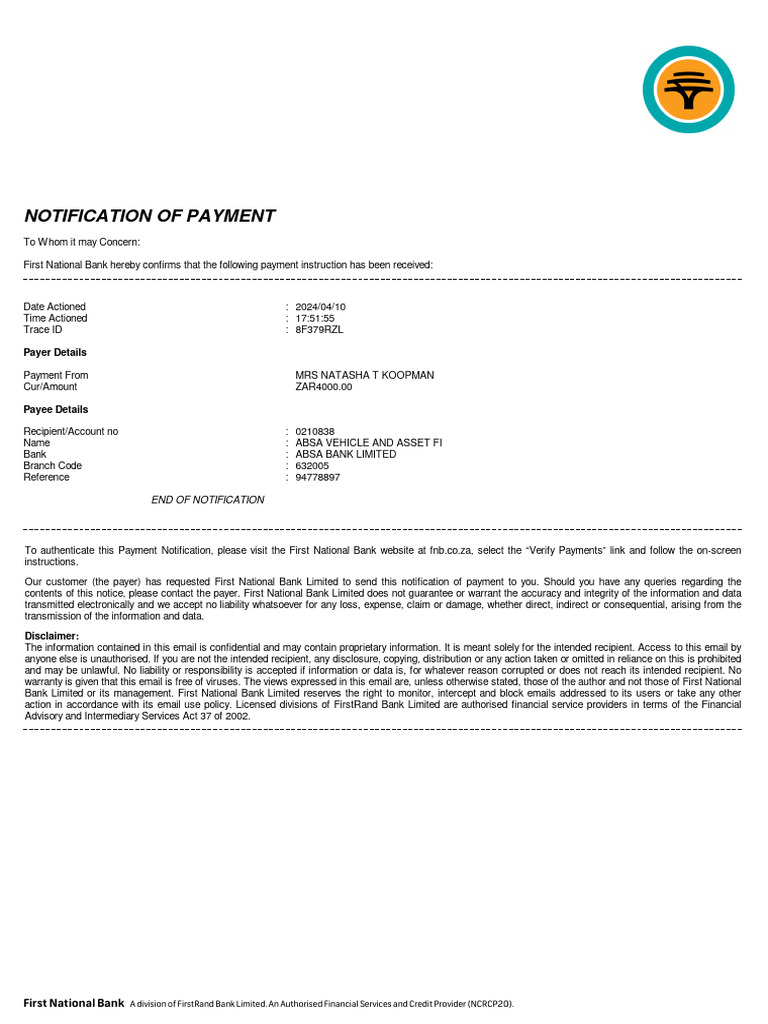 Payment Notification | Download Free PDF | Payments | Banks