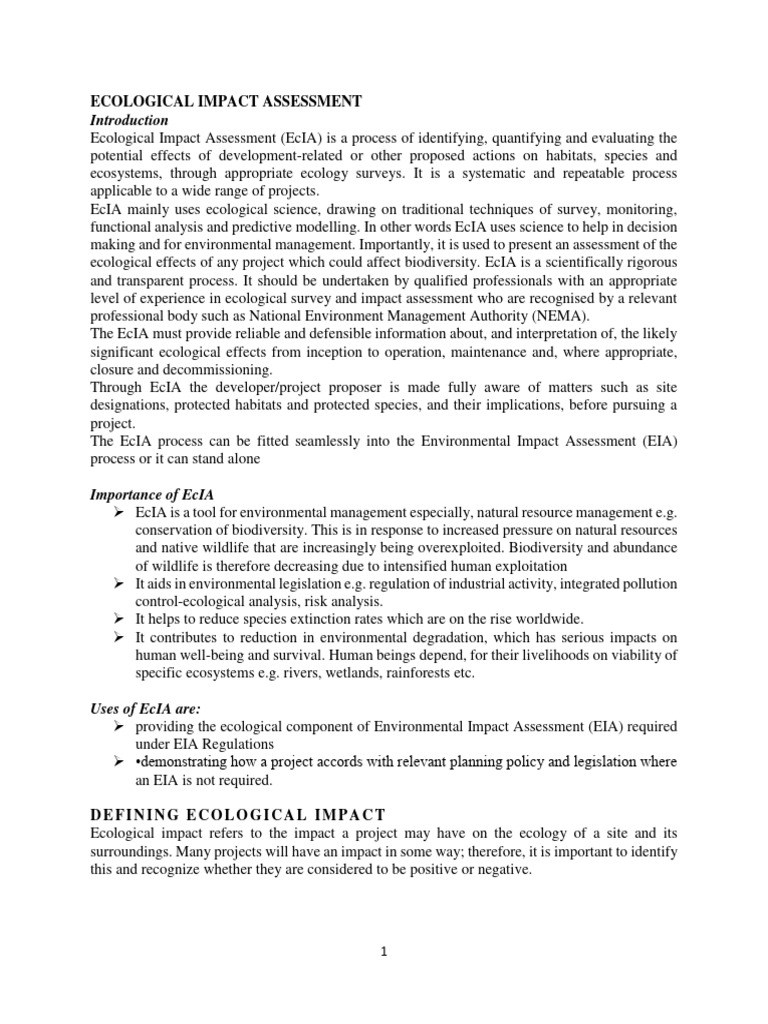EcIA-Lecture Notes 2024-Revised | PDF | Ecology | Environmental Impact ...