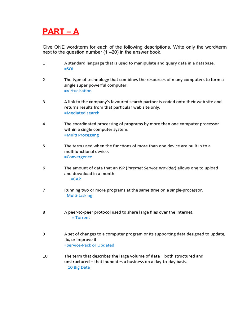 Give ONE word or Term | Download Free PDF | Computer Network | World ...