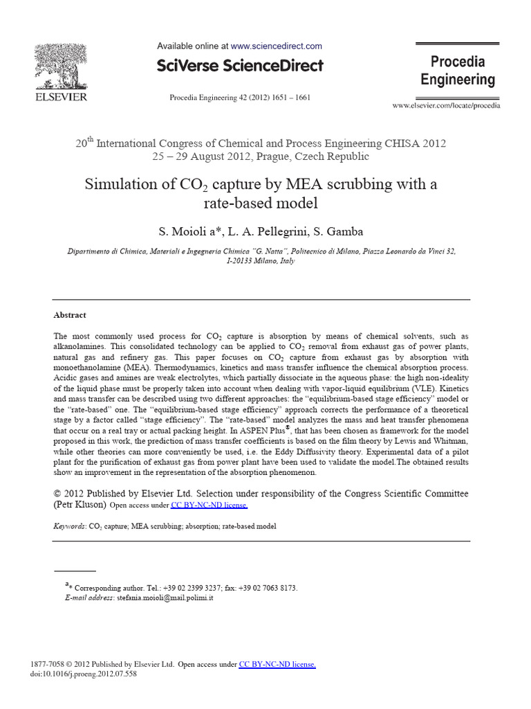 Simulation of CO2 Capture by MEA Scrubbing With A | Download Free PDF ...
