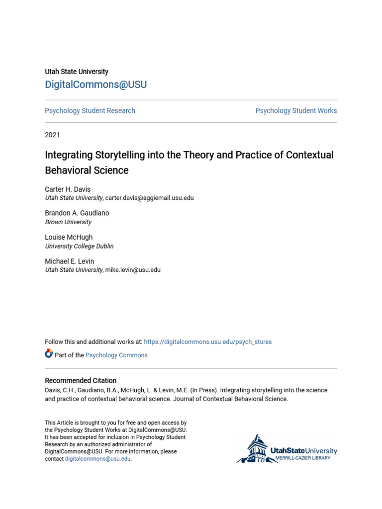 Integrating Storytelling Into The Theory and Practice of Contextual | PDF | Narrative ...