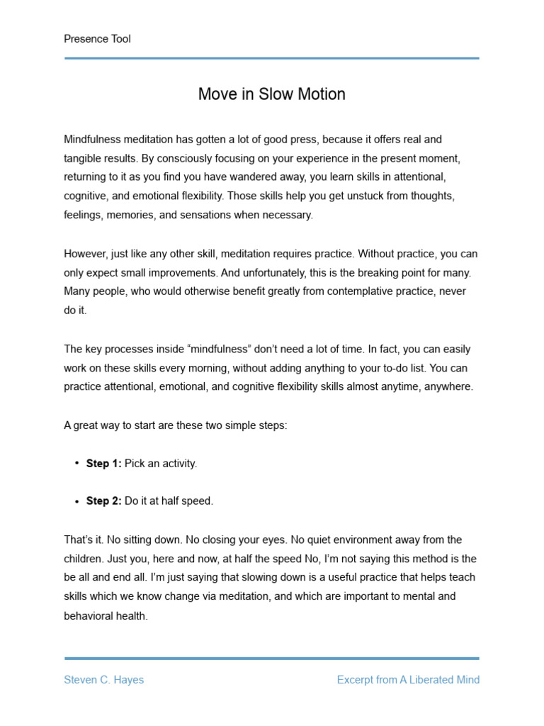 Move in Slow Motion | PDF | Mindfulness | Meditation